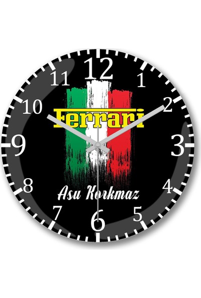 Baskı Dükkanı Kişiye Özel Bombeli Gerçek Cam Ferrari Duvar Saati Baskı Dükkanı Kişiye Özel Bombeli Gerçek Cam Ferrari Duvar Saati