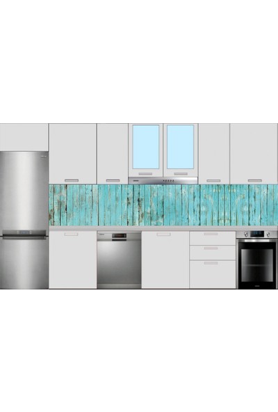 Renkli Duvarlar Mutfak Tezgah Arası Turkuaz Eskitme Ahşap Folyo Kaplama Renkli Duvarlar Mutfak Tezgah Arası Turkuaz Eskitme Ahşap Folyo Kaplama