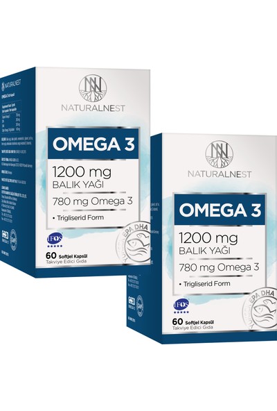 Naturalnest Omega 3 Balık Yağı 1200 Mg 60 Kapsül 2 Kutu Naturalnest Omega 3 Balık Yağı 1200 Mg 60 Kapsül 2 Kutu
