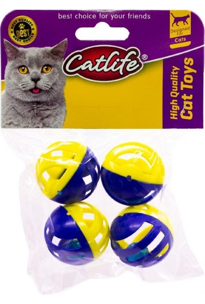 Catlife Zilli Kedi Oyuncağı 4'lü Paket Top Sarı Lacivert Catlife Zilli Kedi Oyuncağı 4'lü Paket Top Sarı Lacivert