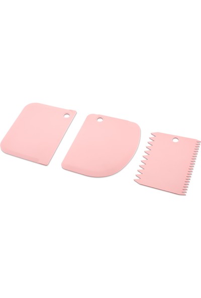 Bayev 3'lü Hamur Kesici Kazıyıcı Şekillendirici Pembe