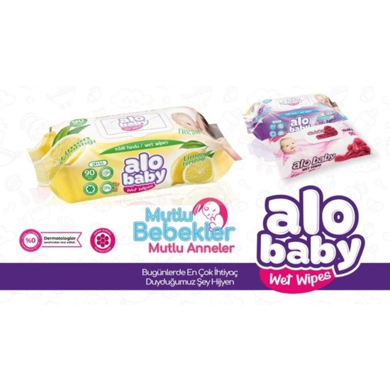 Alo Baby Alobaby Alo Baby Islak Havlu 90 'lı Gül 12 Paket Fiyatı