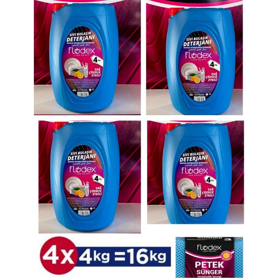 Flodex Sıvı Bulaşık Deterjanı Limon 4 kg x 4 16 kg 4'lü Set Fiyatı