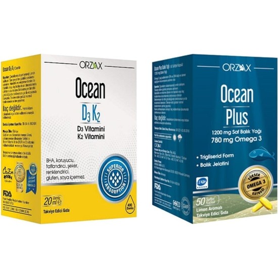 Ocean Ocean D3K2 Damla 20 ml + Ocean Plus 50 Kapsül Fiyatı