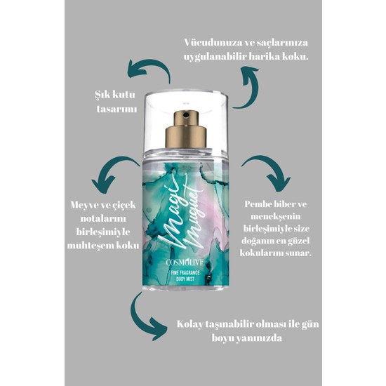 Cosmolive Body Mist Vücut Spreyi - Nemlendirici Parfüm 100 Fiyatı
