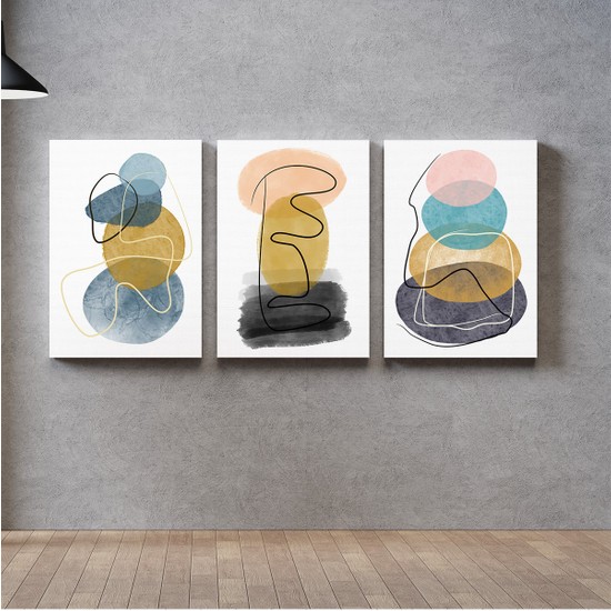 3'lü Set Tablo Minimal Art Soyut Modern Dekorasyon Kanvas Fiyatı