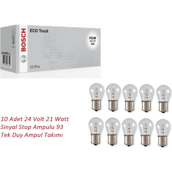 Bosch 24 Volt 21 Watt Sinyal Stop Ampulu Lambası 93 Tek Duy Ampul ...