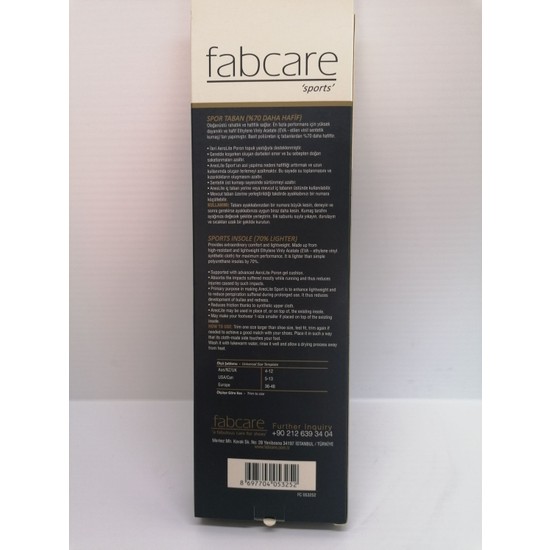 Fabcare Unıversal Spor Ayakkabı Tabanlığı Fiyatı
