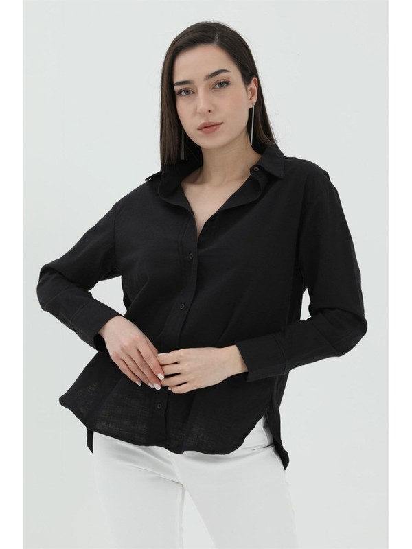 Lestr Moda Uzun Kol Oversize Basic Gömlek - Siyah Fiyatı
