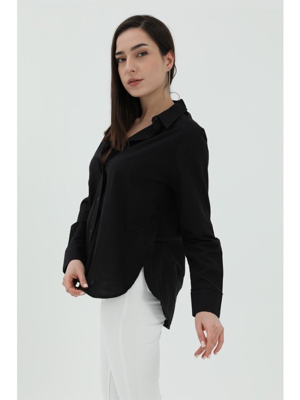 Lestr Moda Uzun Kol Oversize Basic Gömlek - Siyah Fiyatı