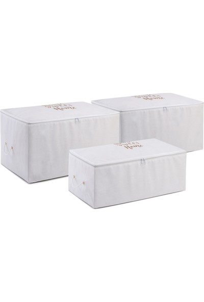 Ocean Home 3'lü Beyaz Renk Baskılı Hurç Set