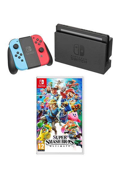 Nintendo Switch Konsol Neon Red Blue + Super Smash Bros Ultımate Switch Oyun Nintendo Switch Konsol Neon Red Blue + Super Smash Bros Ultımate Switch Oyun