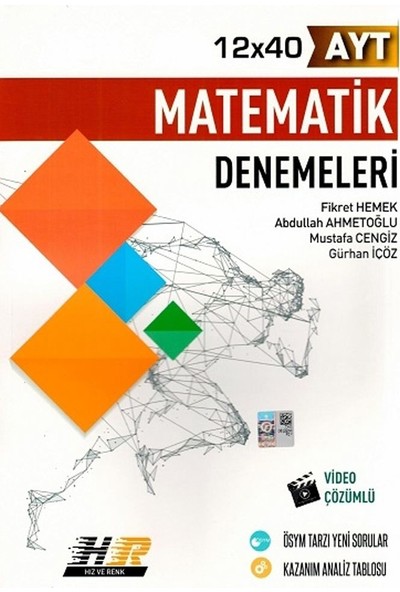 Hız ve Renk Yayınları AYT Matematik 12x40 Denemeleri - Abdullah Ahmetoğlu Hız ve Renk Yayınları AYT Matematik 12x40 Denemeleri - Abdullah Ahmetoğlu