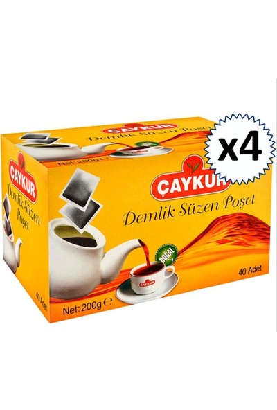 Çaykur Demlik Poşet Çay Süzen 40'lı 4 Adet