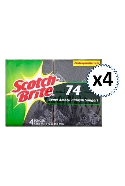 Scotch Brite SB74 Endüstriyel Bulaşık Süngeri 4'lü 4 Paket Scotch Brite SB74 Endüstriyel Bulaşık Süngeri 4'lü 4 Paket