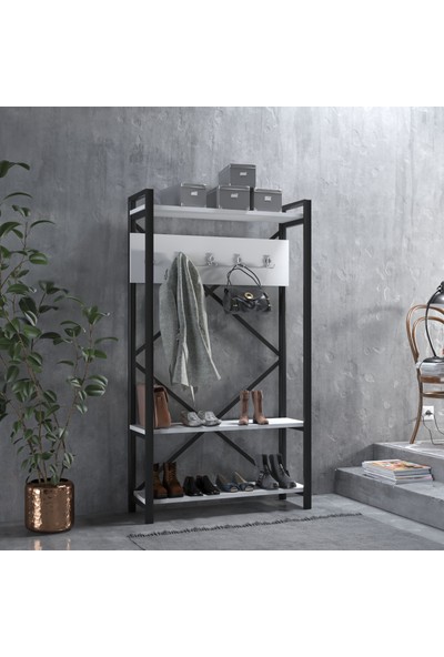 Evdemo Berceste Vestiyer Portmanto Beyaz