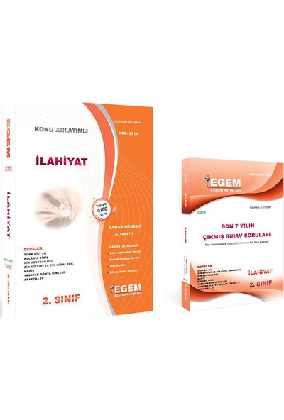Egem Yayınları İlahiyat 2. Sınıf 4 Yarıyıl Bahar Dönemi Konu Anlatımlı Soru ve Çıkmış Sorular Set