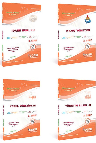 Egem Yayınları AÖF Kamu Yönetimi Bölümü 2. Sınıf 4 Yarıyıl Bahar Dönemi Konu Anlatımlı Soru Bankası Güncel Set