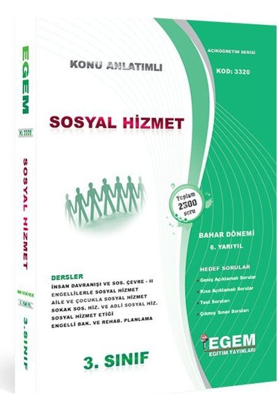 Egem Yayınları AÖF Sosyal Hizmet Bölümü 3 Sınıf 6 Yarıyıl Bahar Dönemi Konu Anlatımlı Soru Bankası Güncel Egem Yayınları AÖF Sosyal Hizmet Bölümü 3 Sınıf 6 Yarıyıl Bahar Dönemi Konu Anlatımlı Soru Bankası Güncel