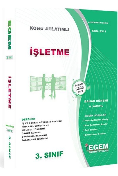 Egem Yayınları AÖF İşletme Bölümü 3 Sınıf 6 Yarıyıl Bahar Dönemi Konu Anlatımlı Soru Bankası Güncel