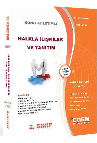 Egem Yayınları AÖF Halkla İlişkiler Ve Tanıtım 2. Sınıf 4 Yarıyıl Bahar Dönemi Konu Anlatımlı Soru Bankası Güncel