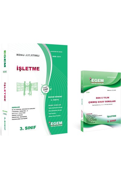 Egem Yayınları İşletme Bölümü 3 Sınıf 6 Yarıyıl Bahar Dönemi Konu Ve Çıkmış Sorular Set