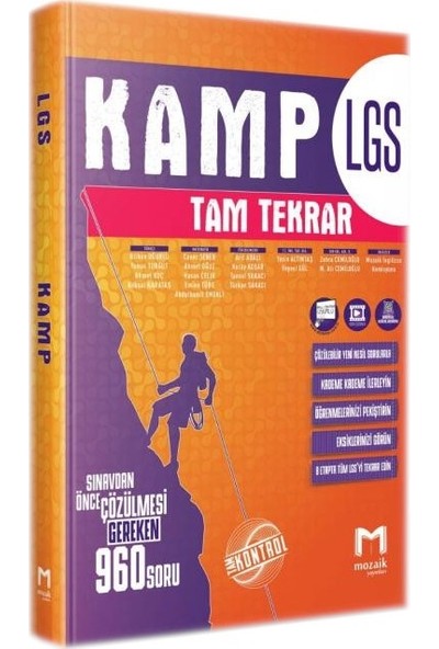 Mozaik Yayınları 8. Sınıf LGS Kamp Tam Tekrar - Caner Şener Mozaik Yayınları 8. Sınıf LGS Kamp Tam Tekrar - Caner Şener