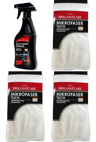 Brillantcare 3 Adet Kadife Araç Içi Temizlik Bezi Temizleme Spreyi Hediyeli