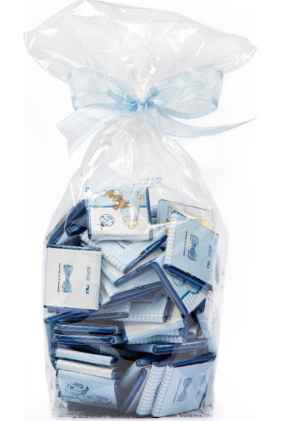 Melodi Çikolata Sargılı Sütlü Madlen Mavi 500gr - Erkek Bebek Çikolatası