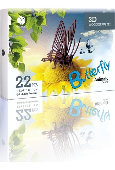 Pershang Kelebek 22 Parça Ahşap 3D Puzzle Pershang Kelebek 22 Parça Ahşap 3D Puzzle