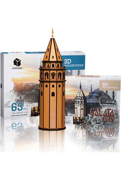 Pershang Galata Kulesi 61 Parça Ahşap 3D Puzzle Pershang Galata Kulesi 61 Parça Ahşap 3D Puzzle