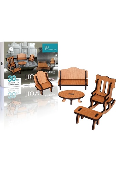 Pershang Ev Eşyaları 30 Parça Ahşap 3D Puzzle Pershang Ev Eşyaları 30 Parça Ahşap 3D Puzzle