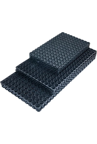 Sermat Petek Desenli 22 mm Kalınlık Kauçuk Paspas 40 x 60 cm Altı Açık ve Kapalı