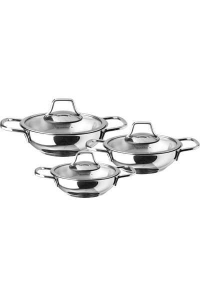 Karaca Atlantik 6 Parça Çelik Sahan Seti Karaca Atlantik 6 Parça Çelik Sahan Seti