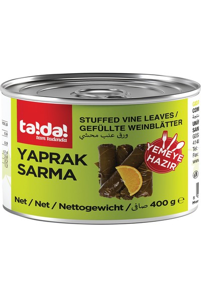 Tada 	zeytinyağlı Yaprak Sarma 400 gr Tada 	zeytinyağlı Yaprak Sarma 400 gr