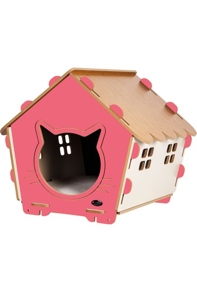 Patihomes Xl Kedi Evi Pencereli- Kedi Kulübesi Pembe