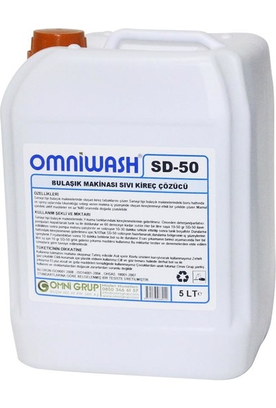 Omniwash Bulaşık Makinesi Sıvı Kireç Çözücü 5 l Sd-50