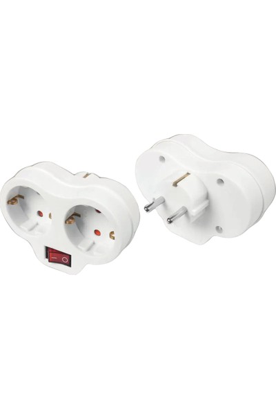 Viko İkili Anahtarlı Topraklı Fiş Priz - Beyaz Viko İkili Anahtarlı Topraklı Fiş Priz - Beyaz