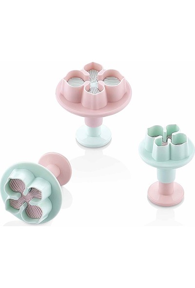 Sunplast Ortanca Çiçeği Şekilli 3 Adet Basmalı Kurabiye Kalıbı