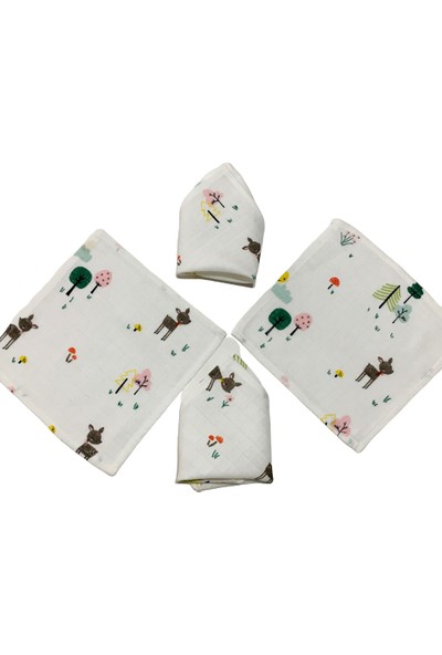 Mutlu Gün Marketi Müslin Bezi Bebek Mendili Set Dörtlü Bambi Figürlü Mutlu Gün Marketi Müslin Bezi Bebek Mendili Set Dörtlü Bambi Figürlü