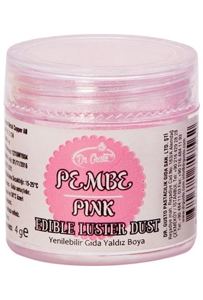 Dr Gusto Yenilebilir Metalik Pembe Gıda Simi 4 g Dr Gusto Yenilebilir Metalik Pembe Gıda Simi 4 g
