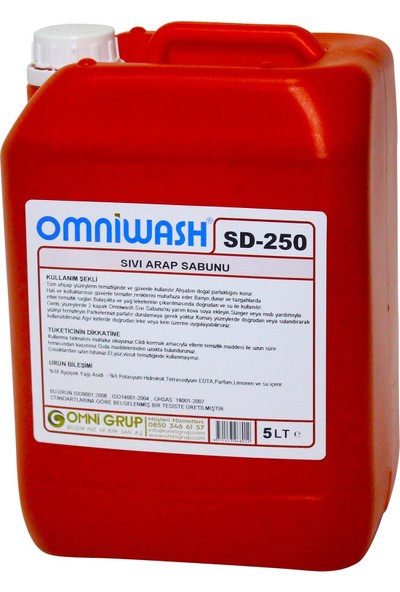 Omniwash Sıvı Arap Sabunu SD-250 5 kg Omniwash Sıvı Arap Sabunu SD-250 5 kg