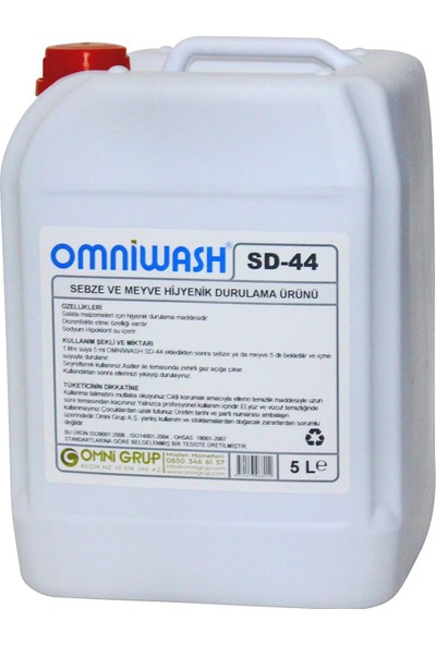 Omniwash Sebze ve Meyve Hijyenik Yıkama Ürünü 5 l Sd-44