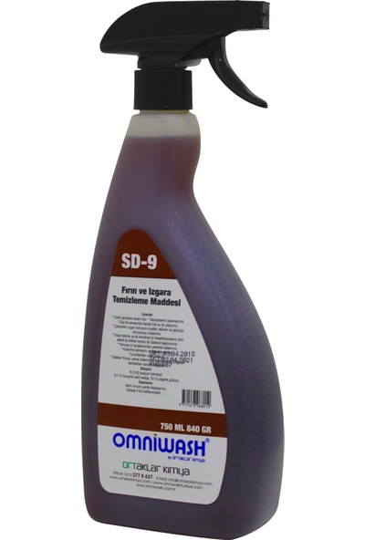 Omniwash Yağ Sökücü Fırın ve Izgara Temizleme Maddesi 750 ml Sd-9 Omniwash Yağ Sökücü Fırın ve Izgara Temizleme Maddesi 750 ml Sd-9