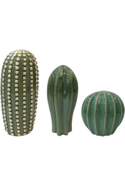 Corlace Concept Dekoratif Seramik 3'lü Kaktüs Seti