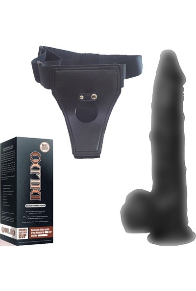 Dildo Series Siyah Hero 23 cm Belden Bağlamalı Realistik Penis