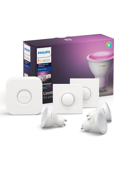 Philips Hue Renkli Akıllı Spot Başlangıç Seti 3'lü Akıllı Butonlu GU10 Bluetooth