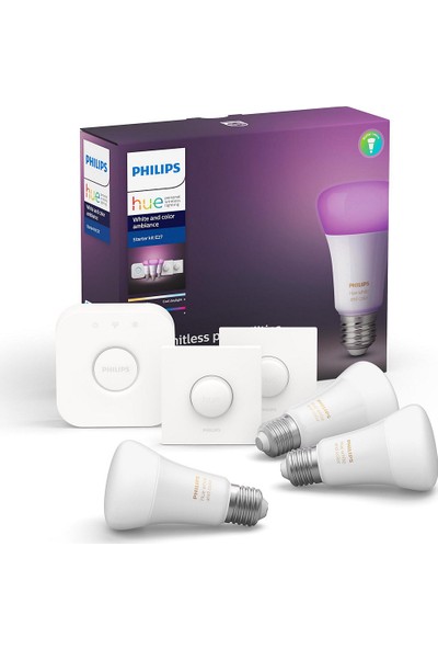 Philips Hue Renkli Akıllı Başlangıç Seti 3'lü Akıllı Butonlu E27 Bluetooth