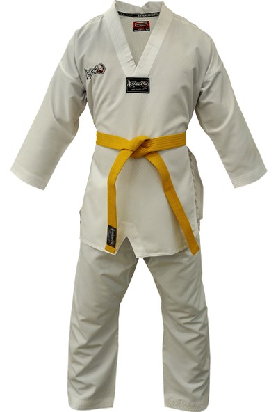 Dragon 10011 Beyaz Yaka Taekwondo Elbisesi + Beyaz Kuşak 120