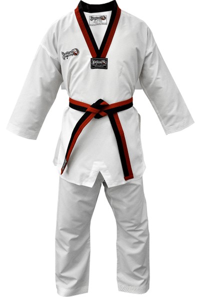 Dragon 13110 Pum Yaka - Siyah Kırmızı Yaka Taekwondo Elbisesi 170